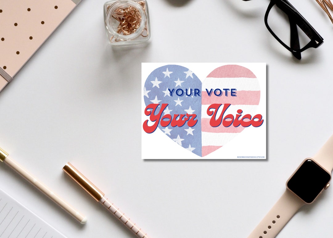 Your Vote Your Voice Patriotic Blank Back Postcard, Voter Postcards ...