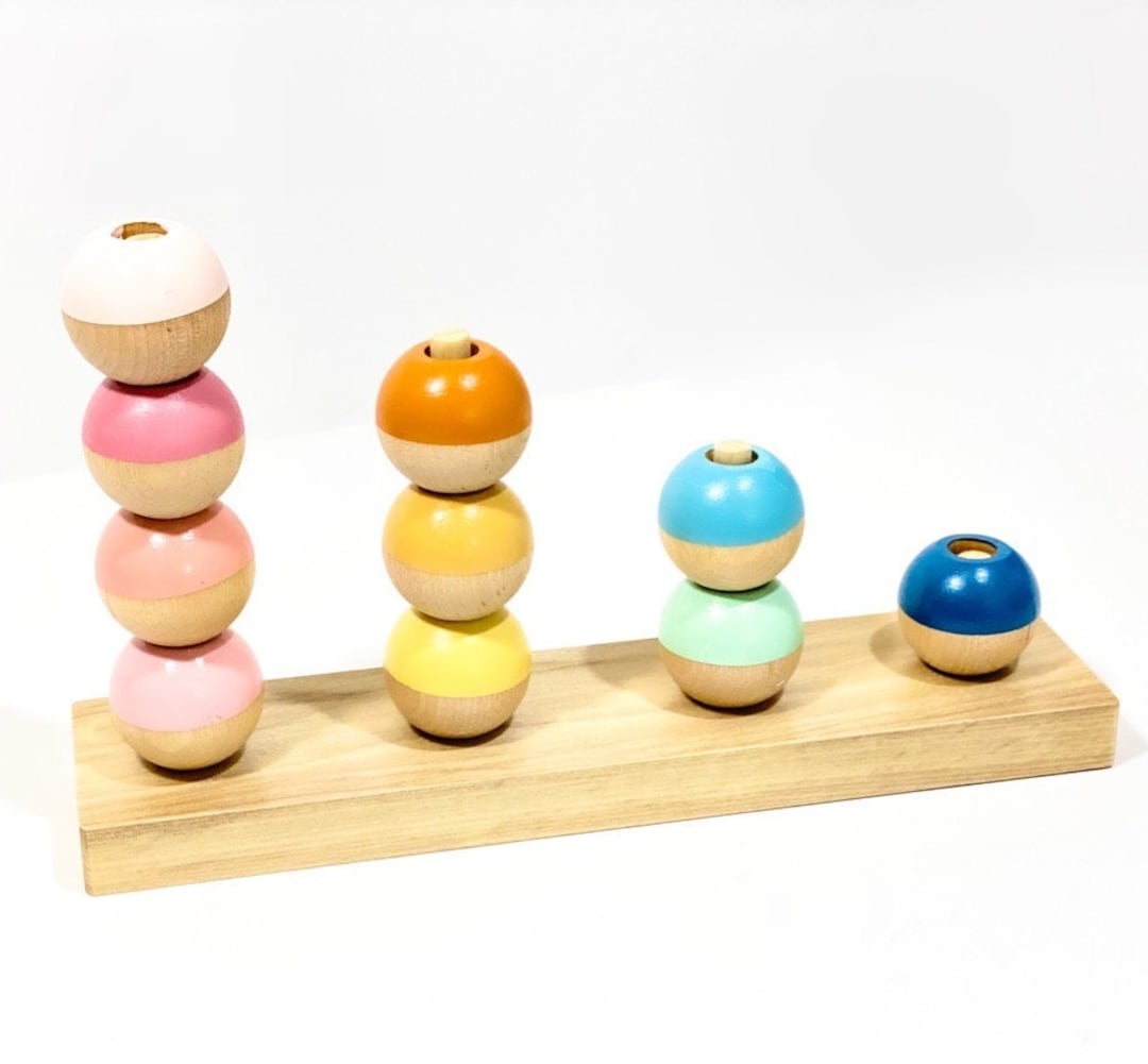 Wooden Bead Vertical Abacus Toddler Activity Neutral Boho Earth Tone ...