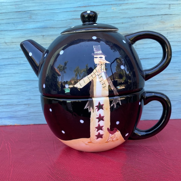 Snowman Teapot - Etsy