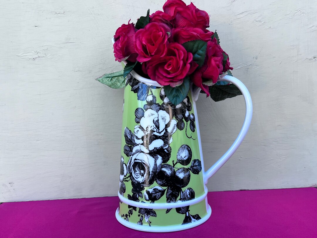 Rosanna Floral Pitcher,green Black Floral Pitcher,large Pitcher ...