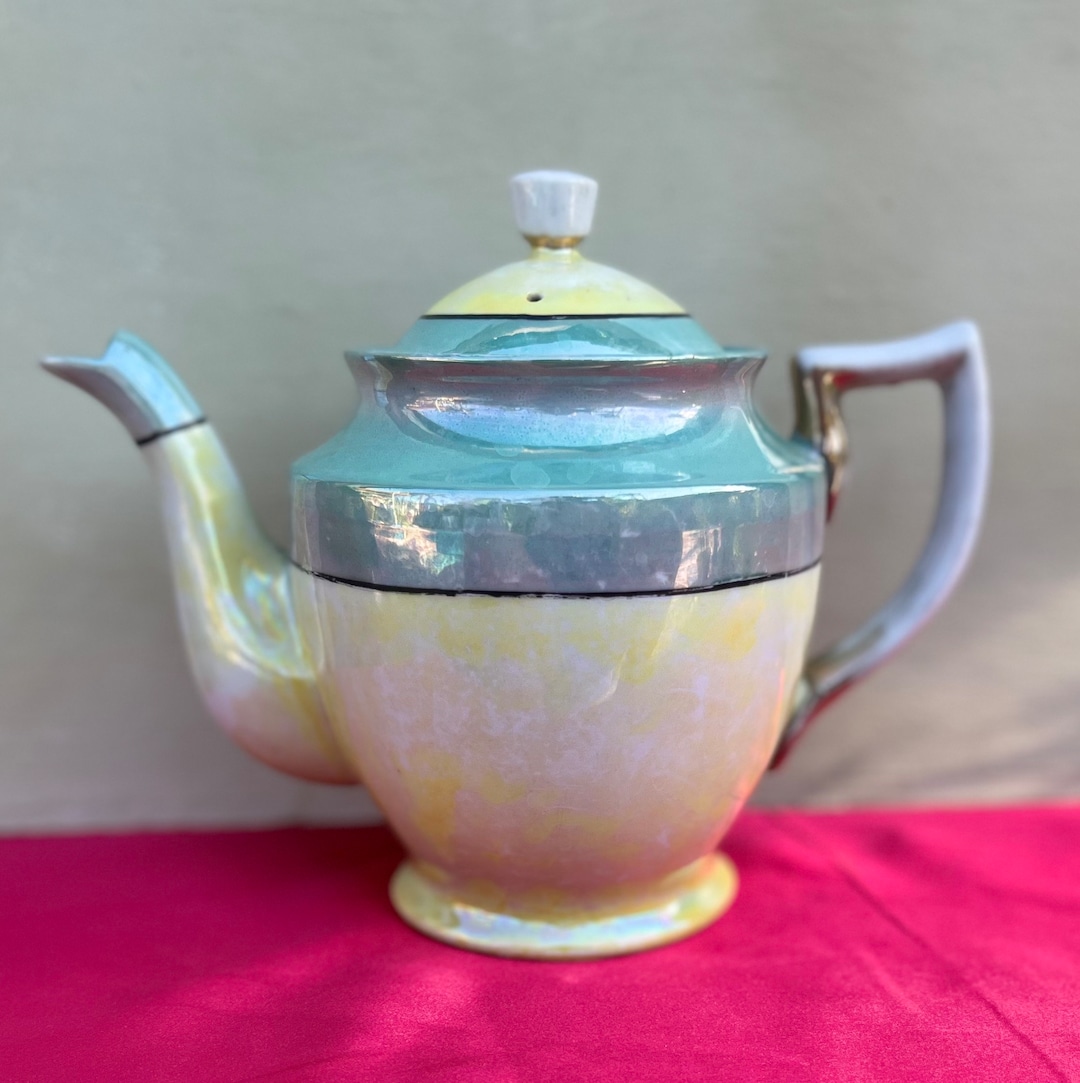 Vintage Japanese Teapot,blue Yellow Porcelain Teapot,rare Teapot,made ...