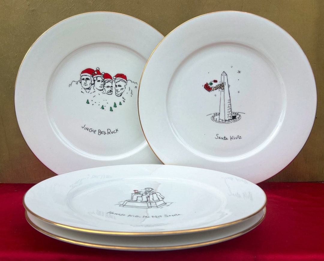 Vintage Merry Masterpiece Dinner Plates,santa Klutz,taxi!,honest Kid,i ...