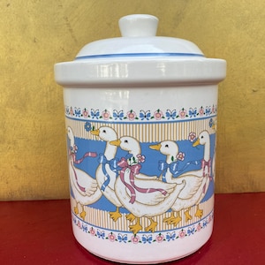 Treasure Craft Stoneware Ribbon Geese Canister,unique Canister,large ...