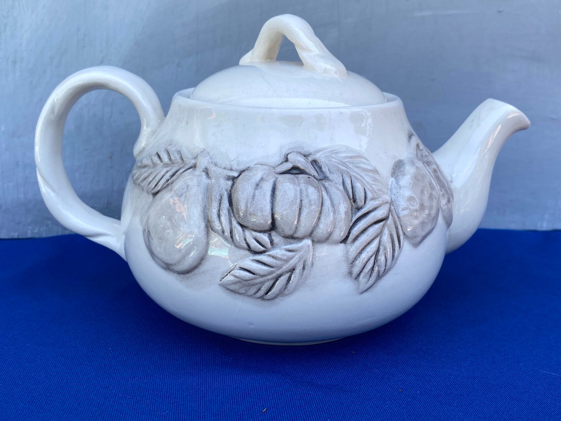 Vintage Panware Home Essentials Teapot,white & Gray Teapot,kitche ...