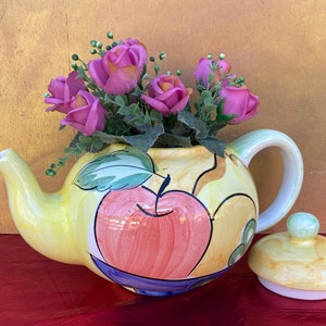 Vintage Bella Ceramics Teapot,fruit Pattern Teapot,decorative Teapot ...
