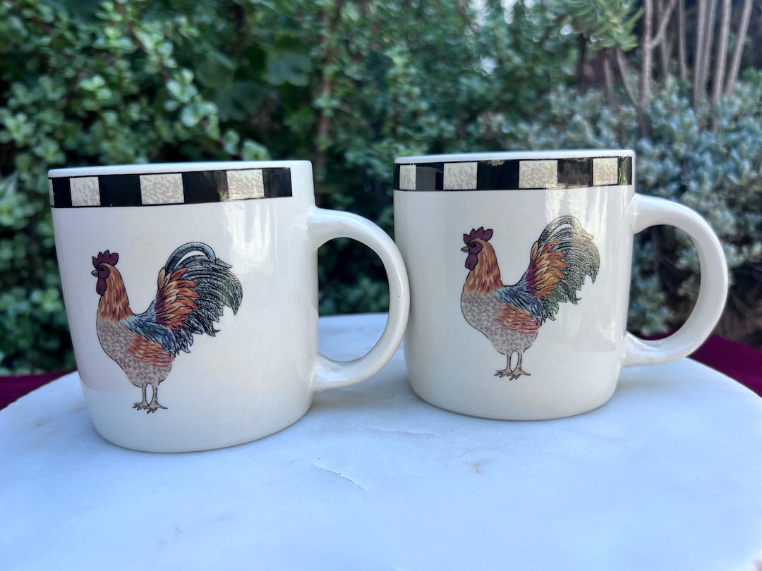 Gibson Rooster Mug,white Rooster Mug,white Drinkware,set of 2 Mugs ...