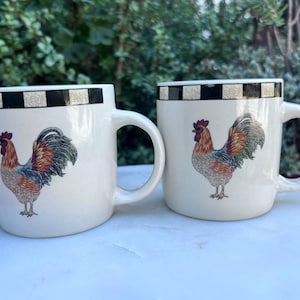 Gibson Rooster Mug,white Rooster Mug,white Drinkware,set of 2 Mugs ...