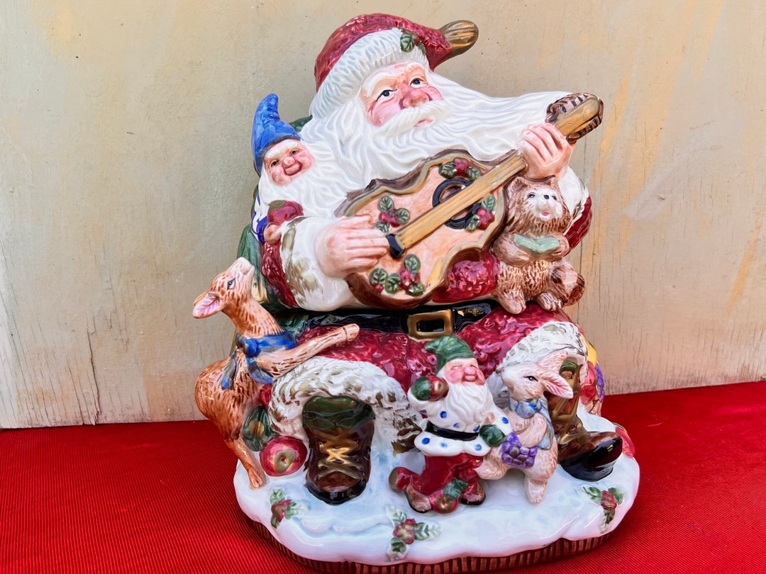 Fitz and Floyd Omnibus Forest Festival Guitar Santa Cookie Jar ...