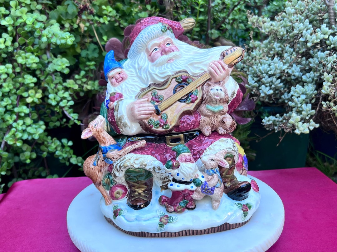 Fitz and Floyd Omnibus Forest Festival Guitar Santa Cookie Jar ...
