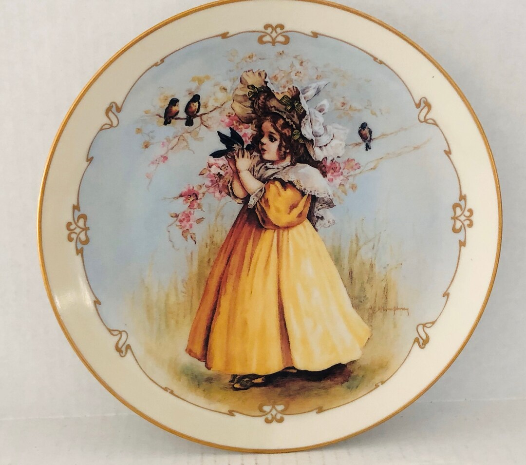 Vintage Maud Humphrey Porcelain Plate: Victorian Girl With Bird, 1989 ...