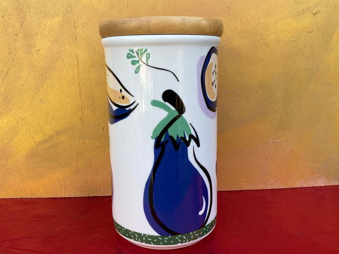 Vintage Tom Prager Vegetable Canister,wood Lid,lipper 9” Tall - Etsy