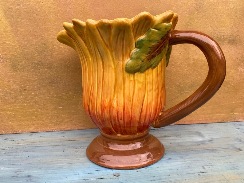 Maxcera Terrra Cotta Sunflower Pitcherhand Painted - Etsy