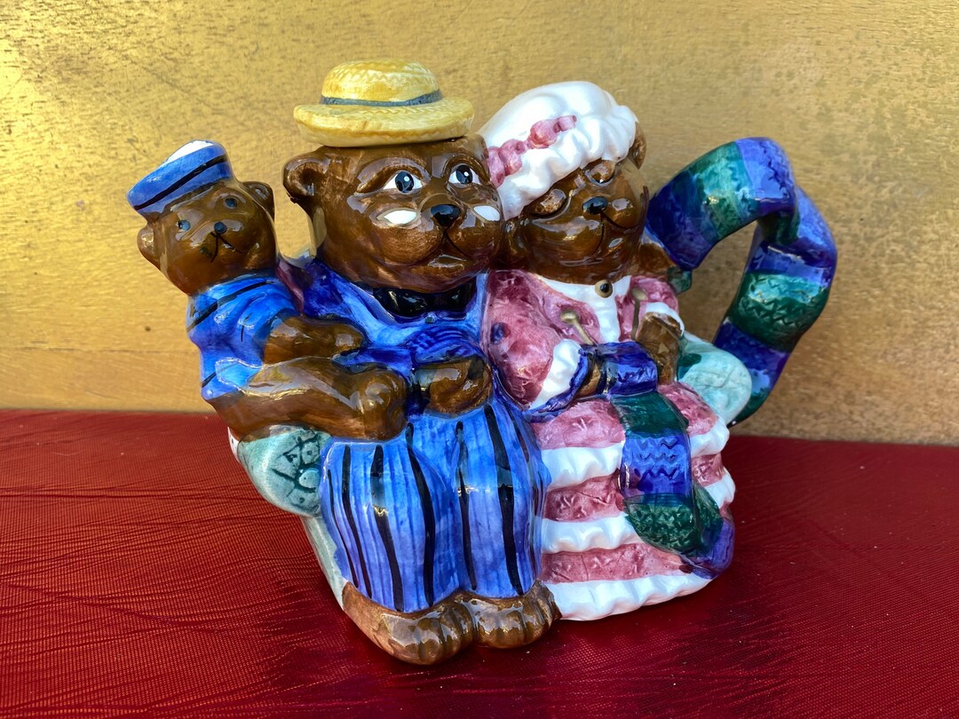 Rare Three Bear Teapot,express Productions Hand Painted Teapot ...