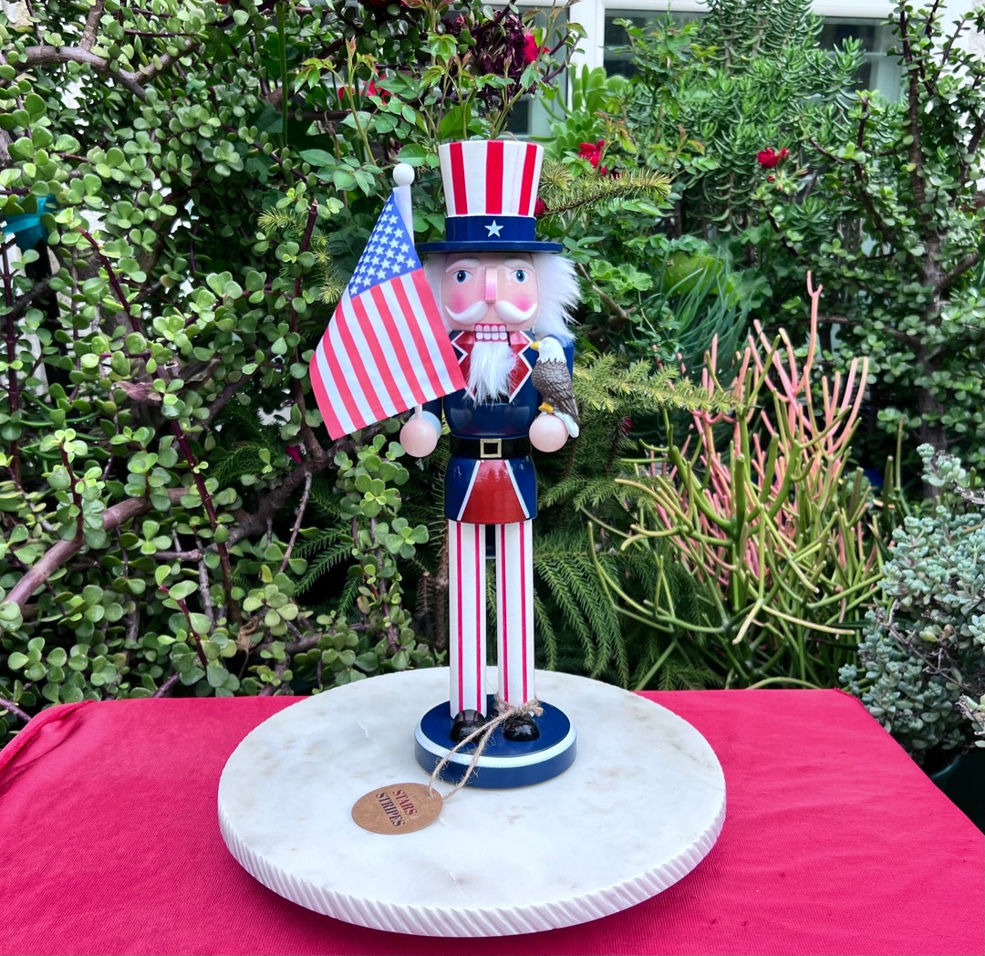 Star Stripe Wooden Nutcracker American Patriotic 4th of July Nutcracker ...