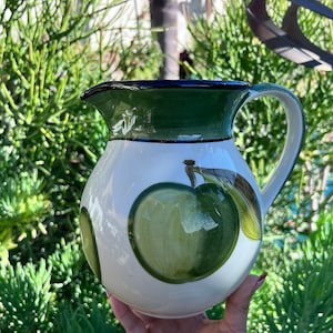 Green Apple Pitcher,world Market Ceramic Pitcher,cottagecore Apple ...