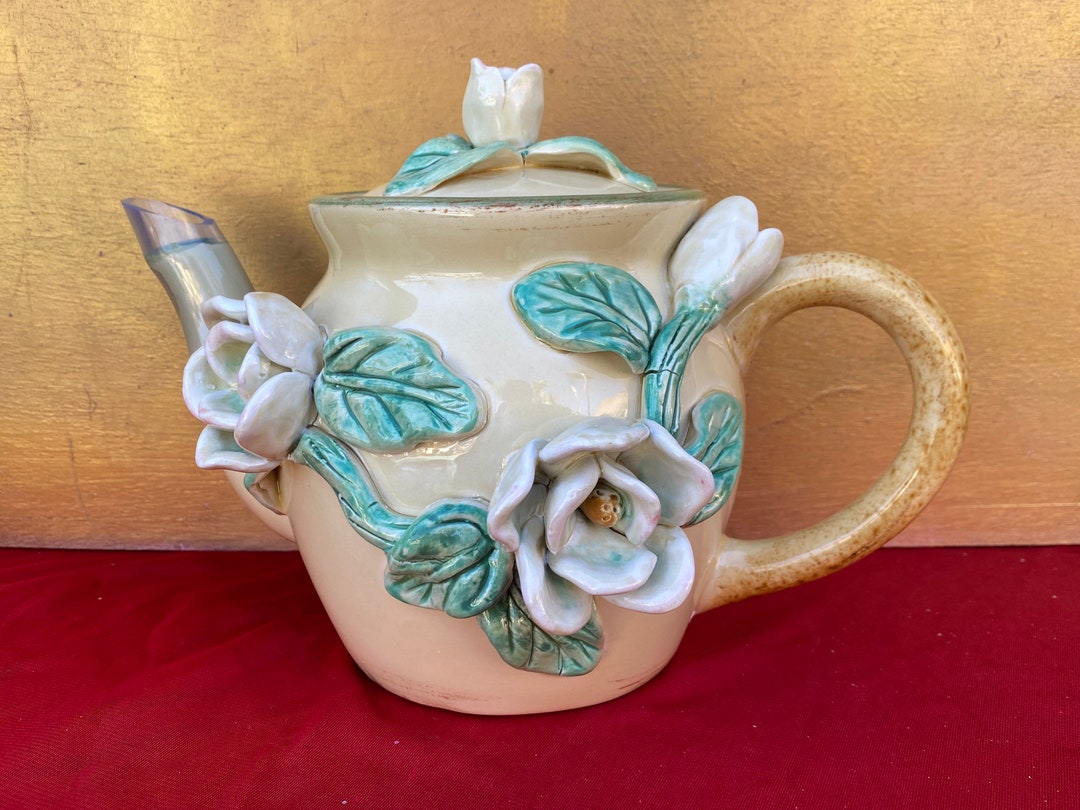 Embossed Flower Teapot,rose Teapot,large Teapot,beige Green Teapot ...