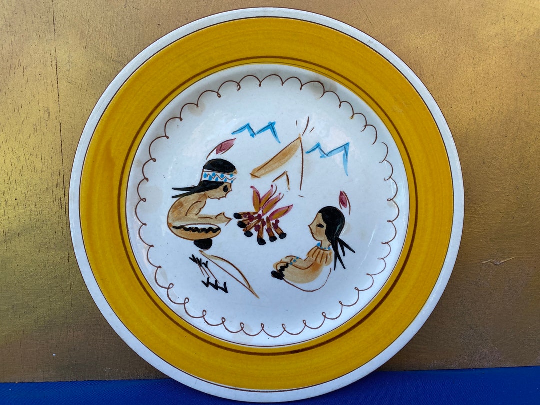 Rare Stangl Kiddieware Pattern Indian Campfire Plate,stangl Pottery ...