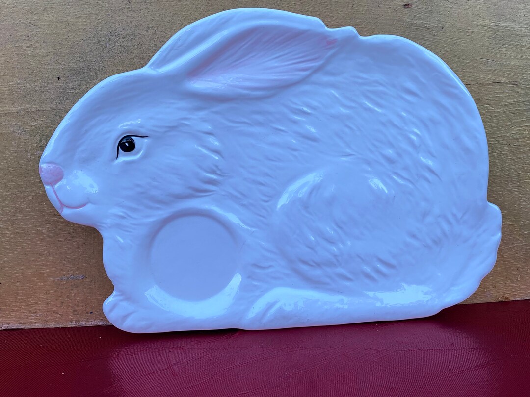 Vintage White Bunny Platter,made in Japan,rabbit Platter,white Pink ...