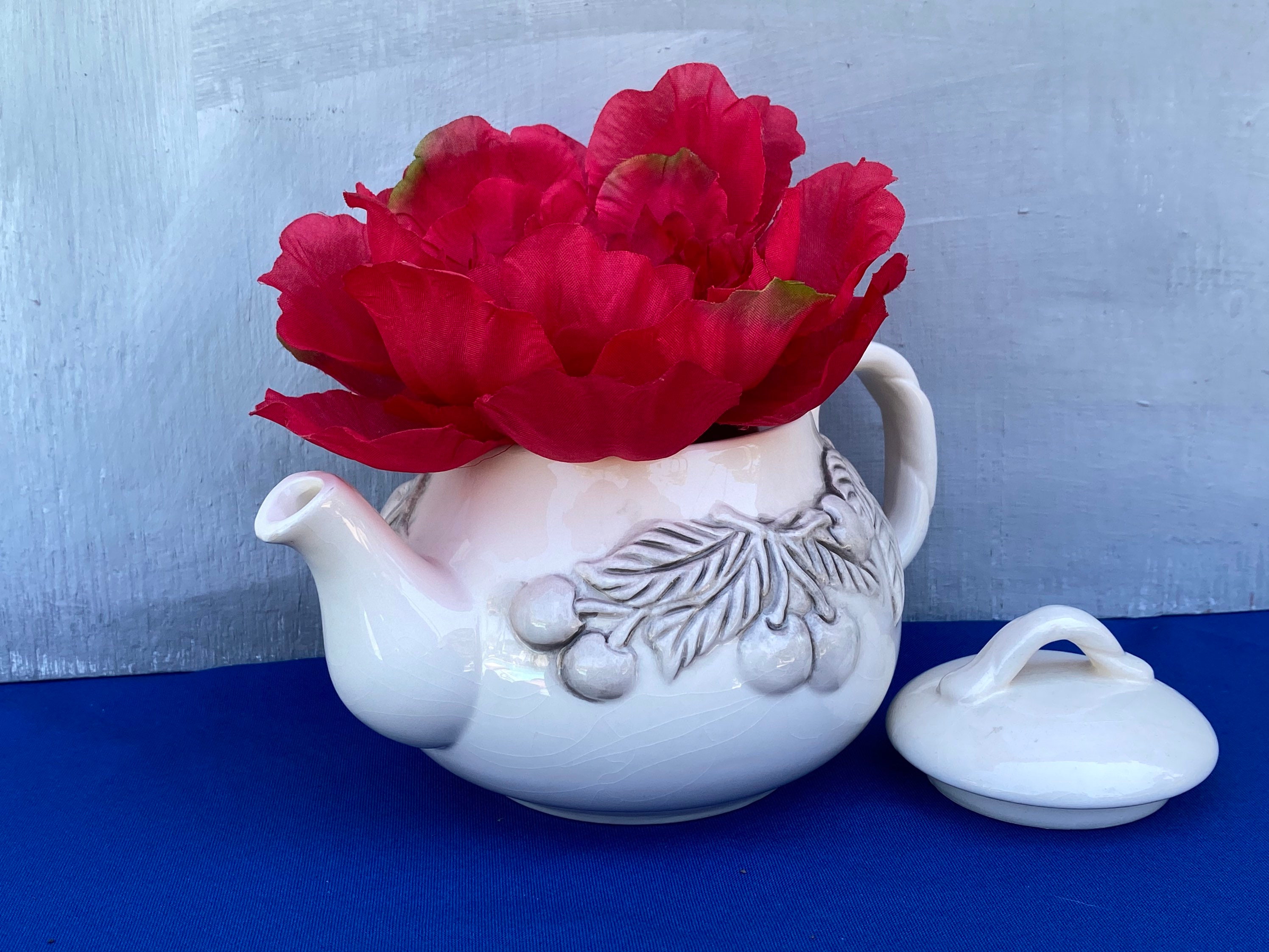 Vintage Panware Home Essentials Teapot,white & Gray Teapot,kitche ...