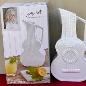 Large Ceramic Guitar Pitcher: Dolly Parton Decor, 78 Oz - Etsy