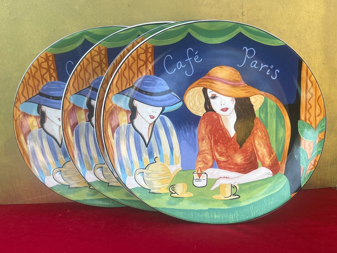 Vintage Furio Cafe Paris Oval Dinner Plates, Set of 4 - Etsy