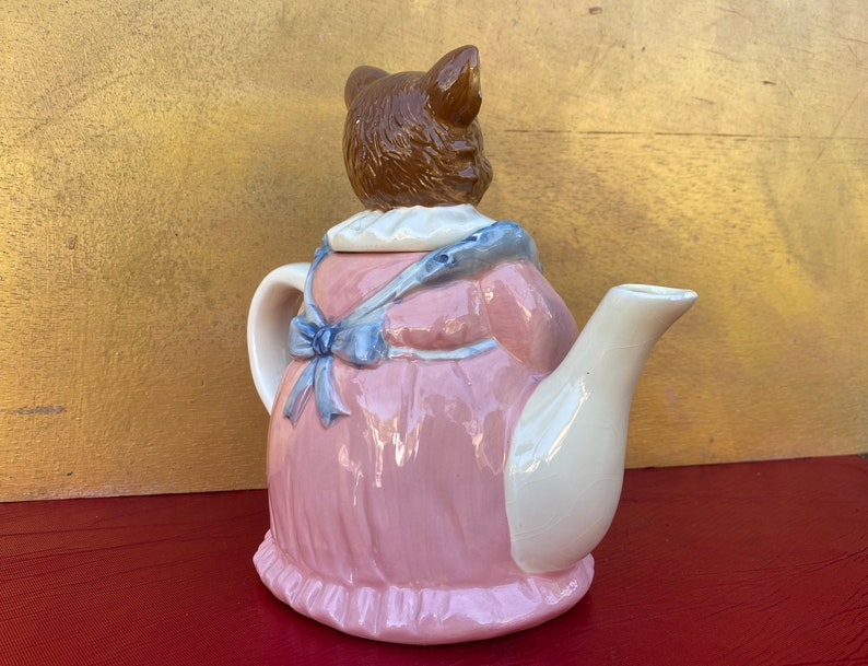 Vintage Kitty Teapotpink Blue Teapotdecorative Teapotcat - Etsy
