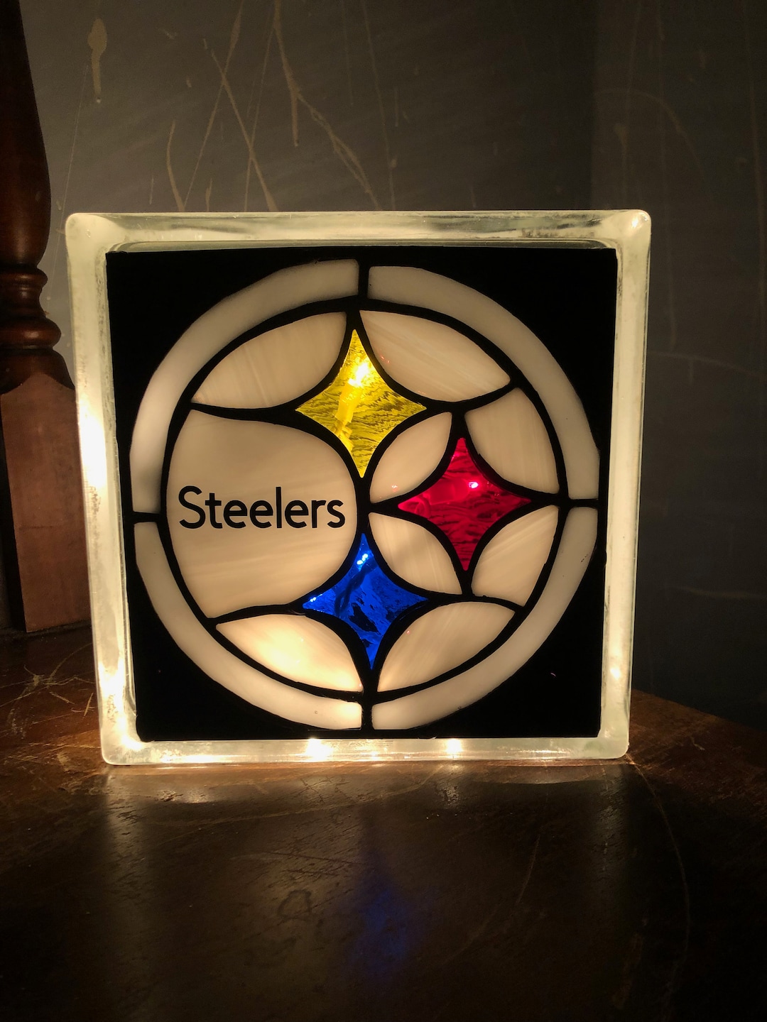 Pittsburg Steelers Football Reclaimed Glass Block Light/nightlight ...