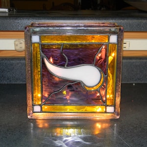 Minnesota Vikings Football Reclaimed Glass Block Light/nightlight ...