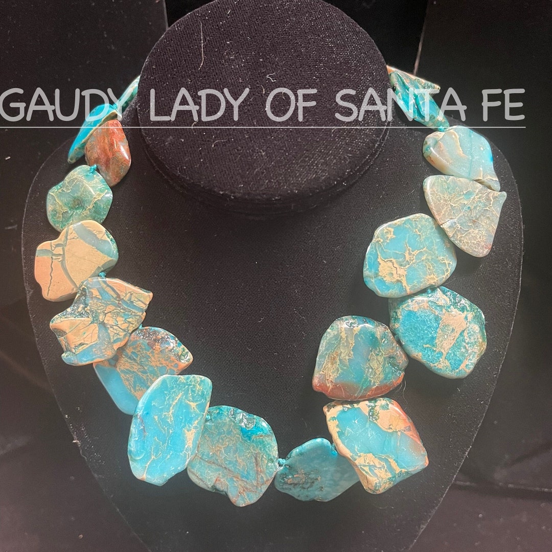 Turquoise Beige Slab Necklace - Etsy