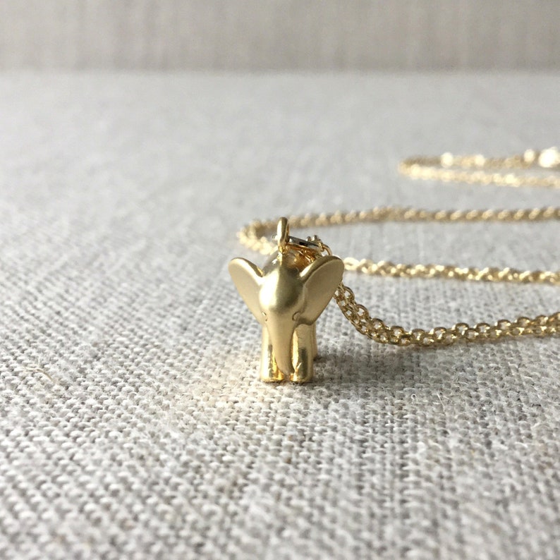 Gold Elephant Charm Necklace, Casual Necklace, Animal Lovers, Elephant ...