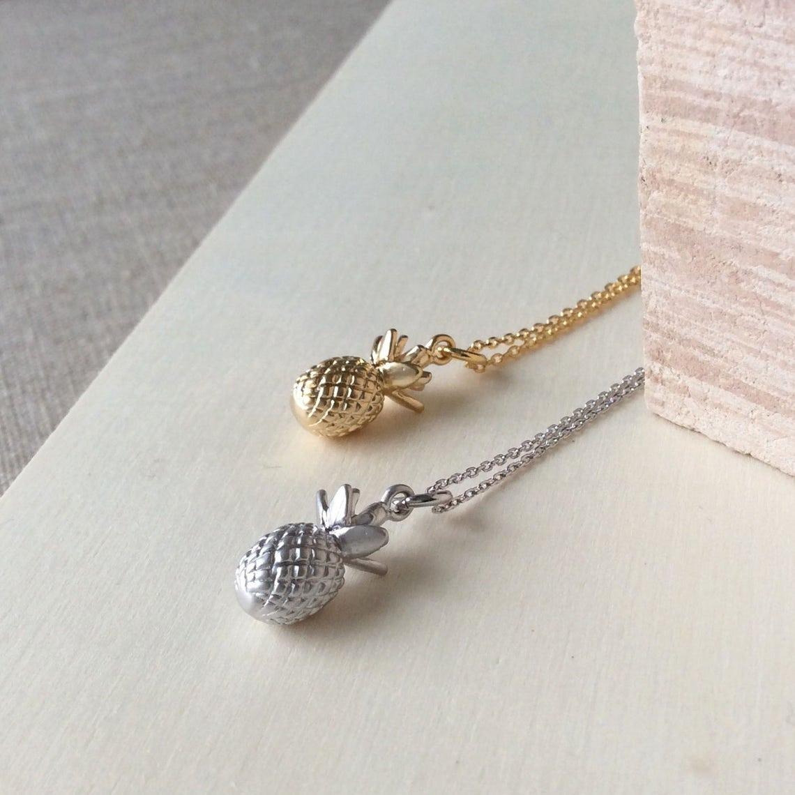 Silver Pineapple Necklace, Pineapple Necklace, Pineapple Charm, Fruit ...