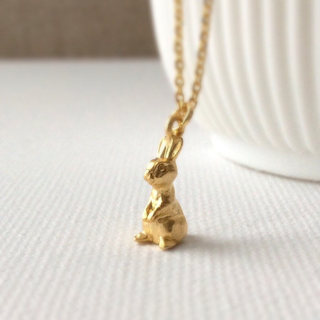 Gold Rabbit Charm Necklace Gifts for Little Girls Rabbit | Etsy