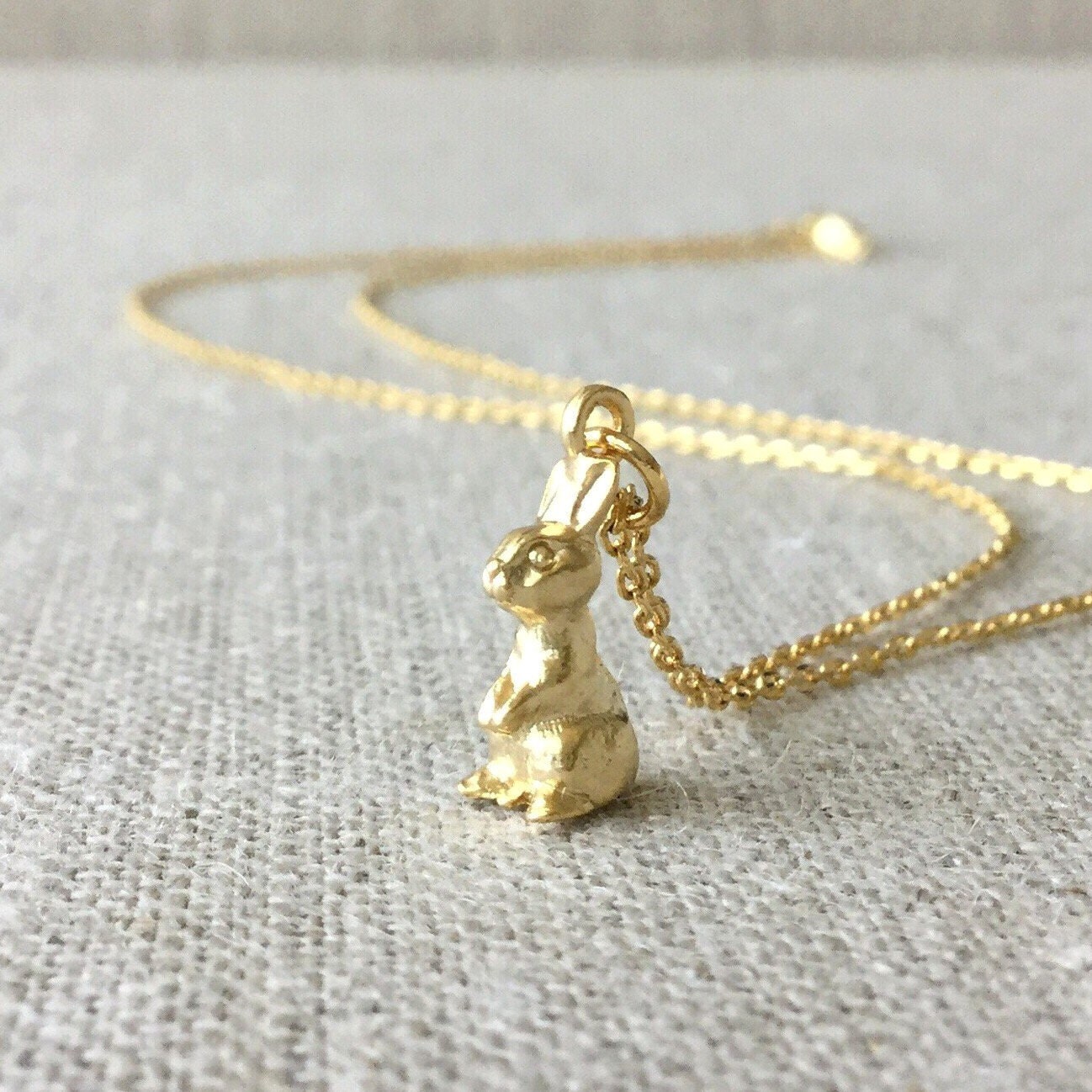 Gold Rabbit Charm Necklace Gifts for Little Girls Rabbit | Etsy