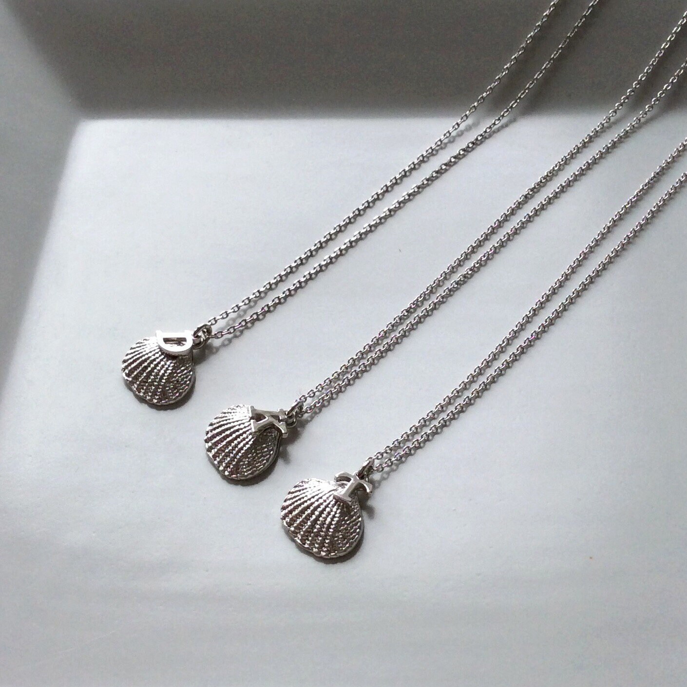 Silver Shell Necklace Seashell Necklace Alphabet Necklace - Etsy