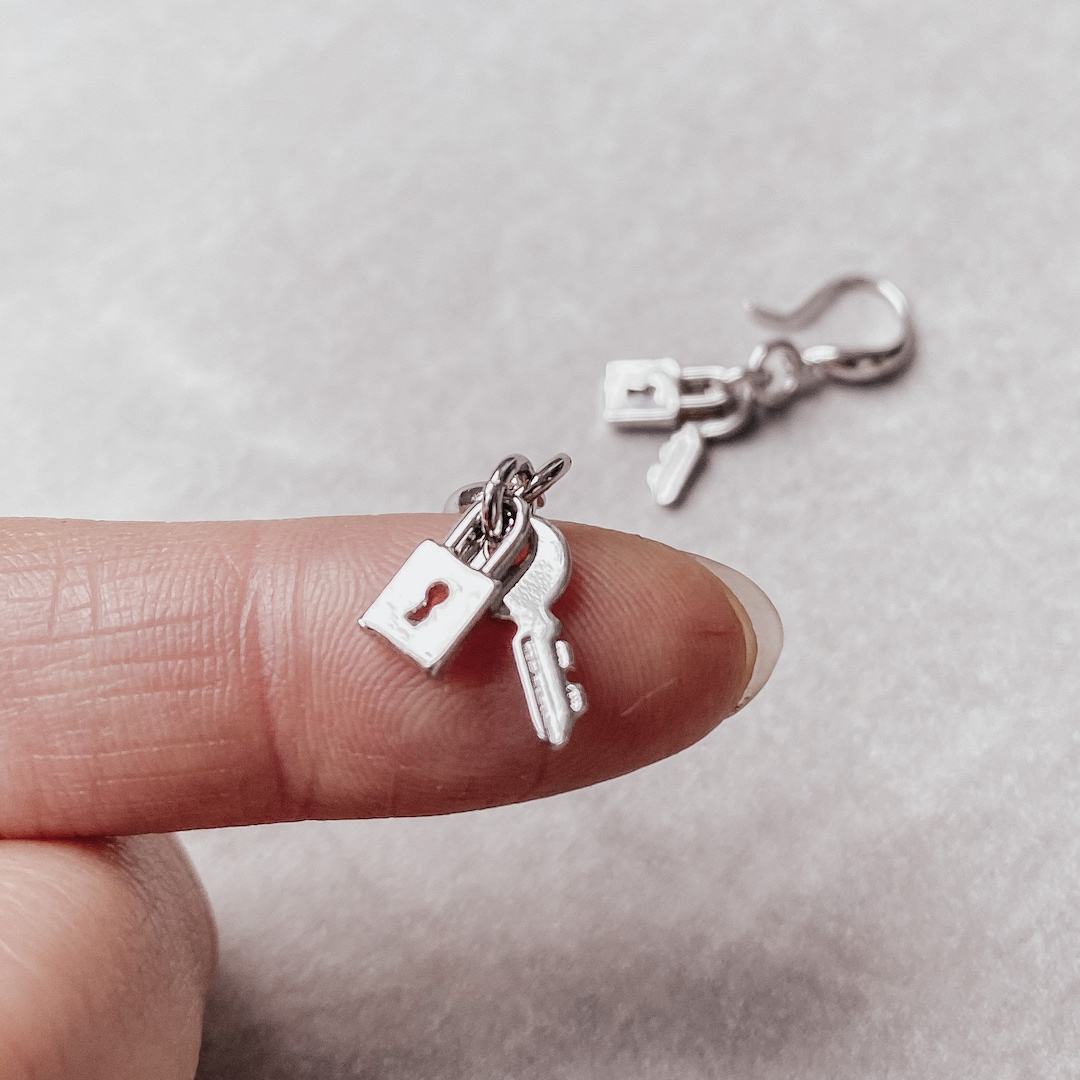 Silver Lock and Key Earrings, Lock Earrings, Dangle Earrings, Key ...