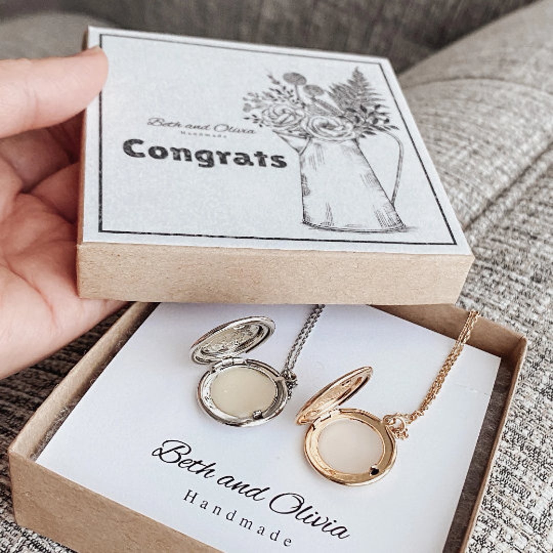Congrats Perfume Locket Necklace, Celebratory Gift, Perfume Necklace ...