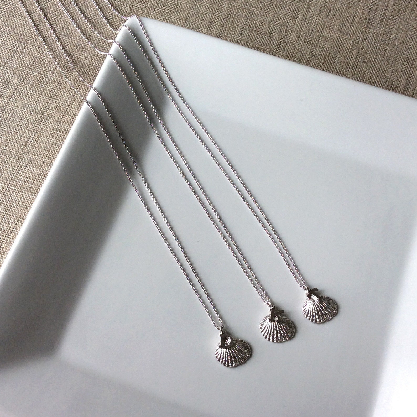 Silver Shell Necklace Seashell Necklace Alphabet Necklace - Etsy