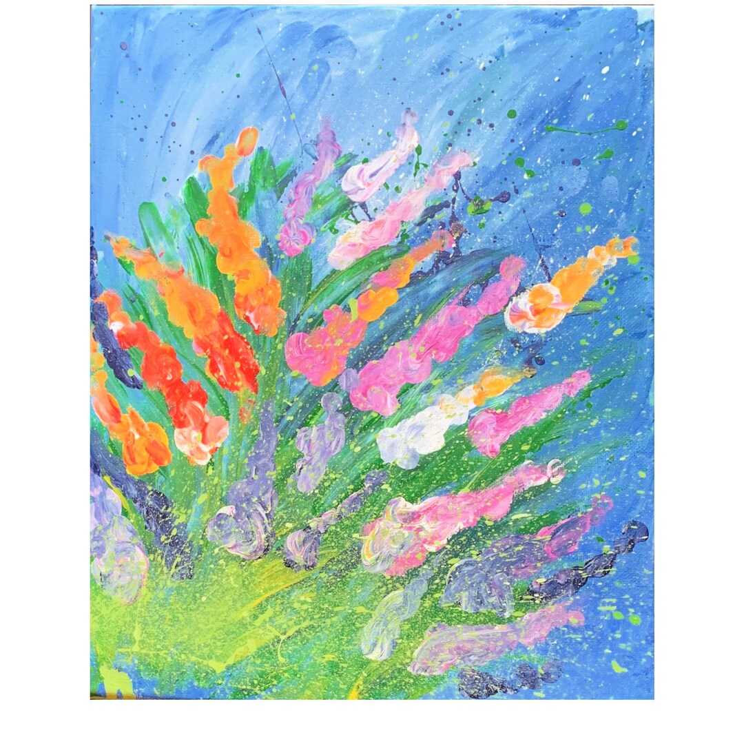 PRINT "floral Abstract Finger Painting" - Etsy