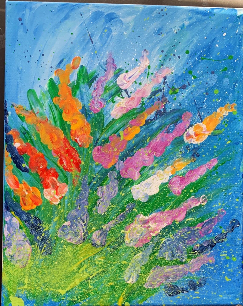 PRINT "floral Abstract Finger Painting" - Etsy