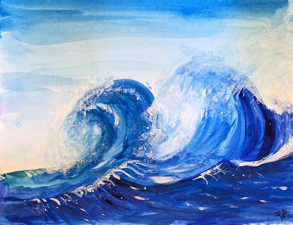 Blue Watercolor Waves Clipart Hand Painted Waves Ocean Clipart Sea ...