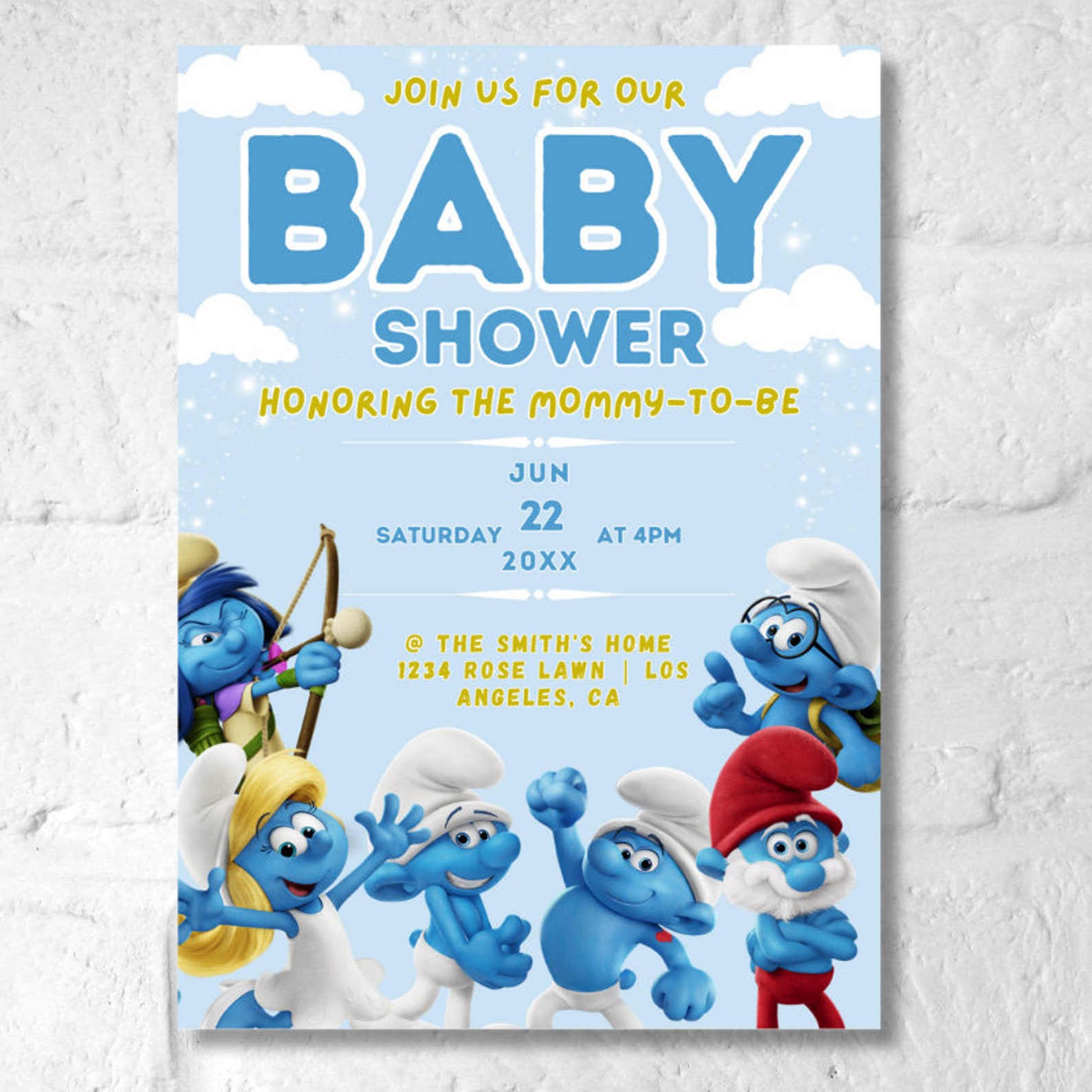 Smurfs Baby Shower Invitation: Editable Template (digital Download) - Etsy