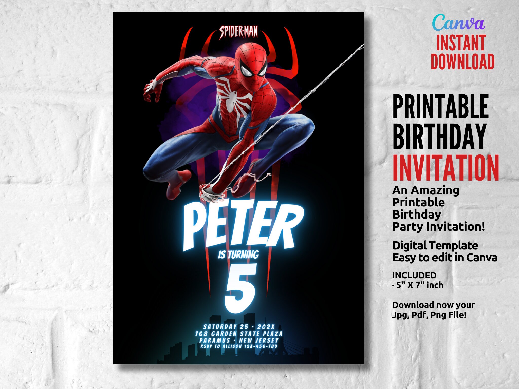 Editable Spider Man Birthday Invitation Template Printable - Etsy