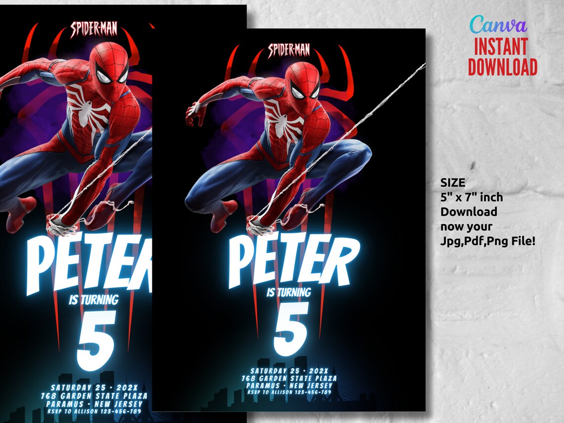 Editable Spider Man Birthday Invitation Template Printable - Etsy
