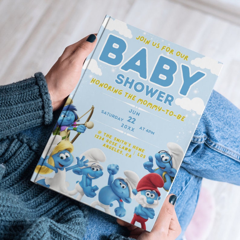 Smurfs Baby Shower Invitation: Editable Template (digital Download) - Etsy