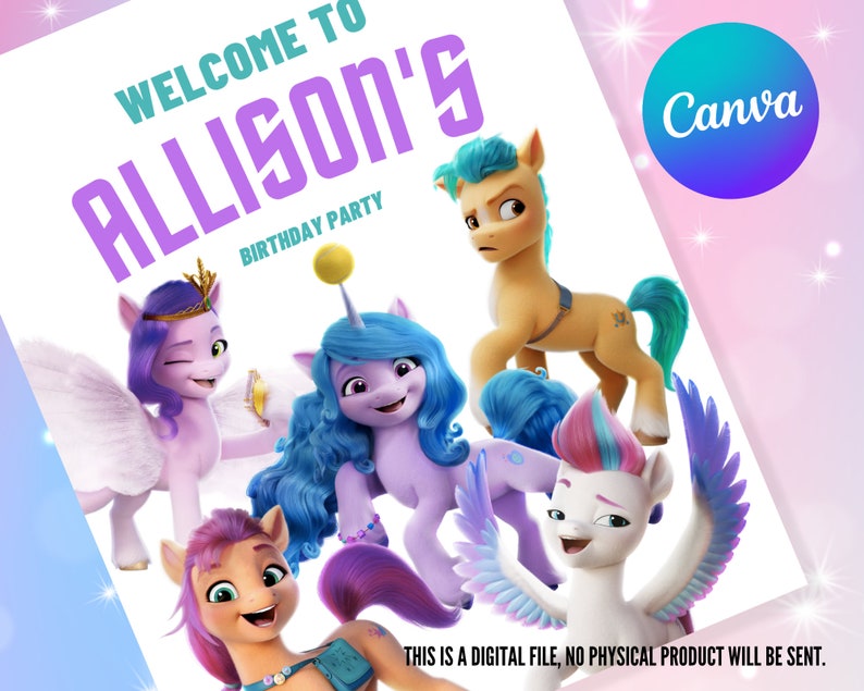 Welcome Sign My Little Pony Birthday Sign Invitation Unicorn - Etsy