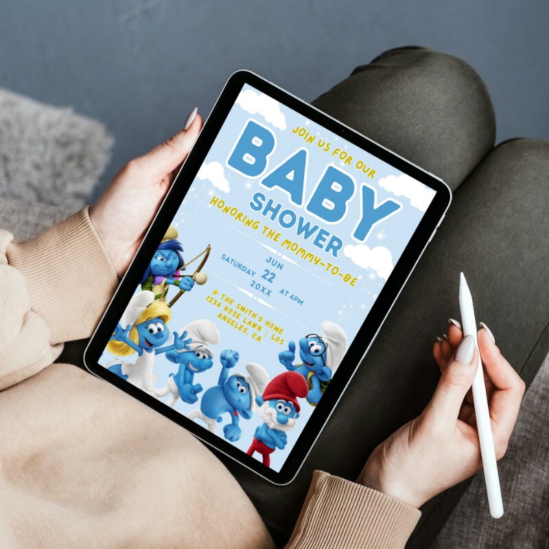 Smurfs Baby Shower Invitation: Editable Template (digital Download) - Etsy
