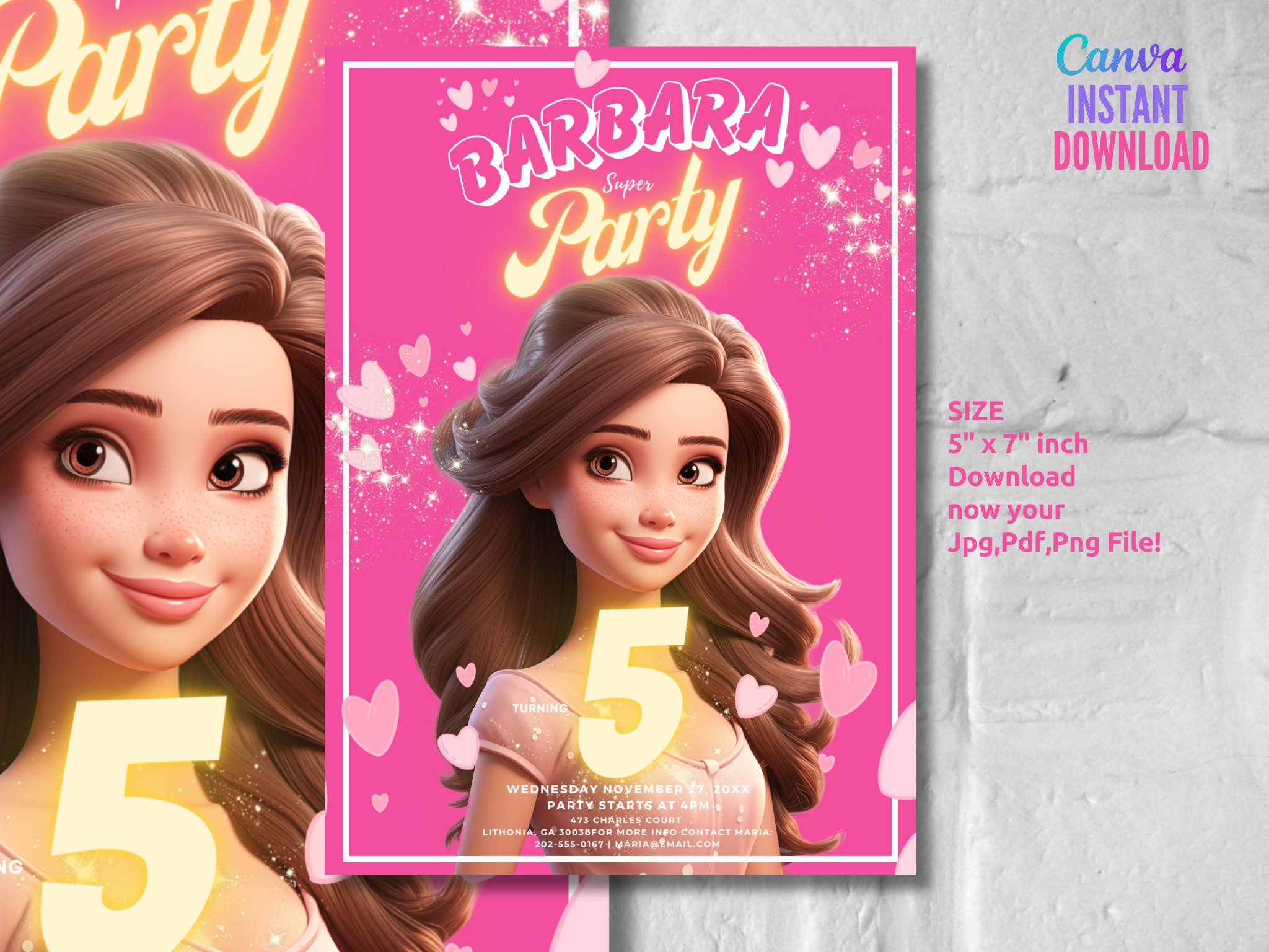 Printable Doll Party Invitation, Doll Birthday Invitation, Printable ...