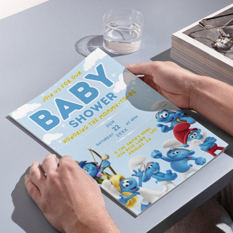 Smurfs Baby Shower Invitation: Editable Template (digital Download) - Etsy