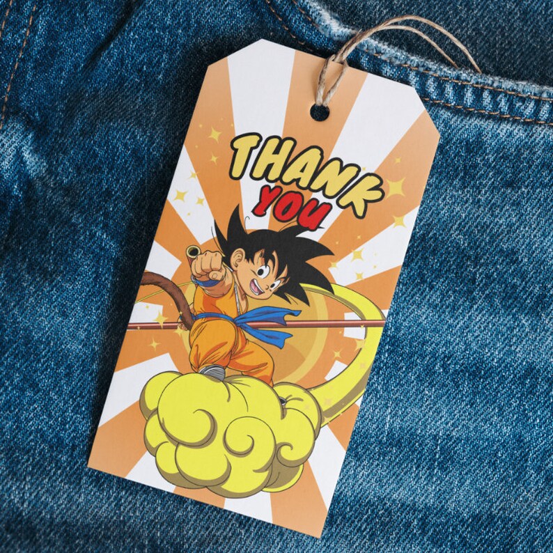 Dragon Ball Birthday Party Invitation, Thank You Tags, Goku Invite ...