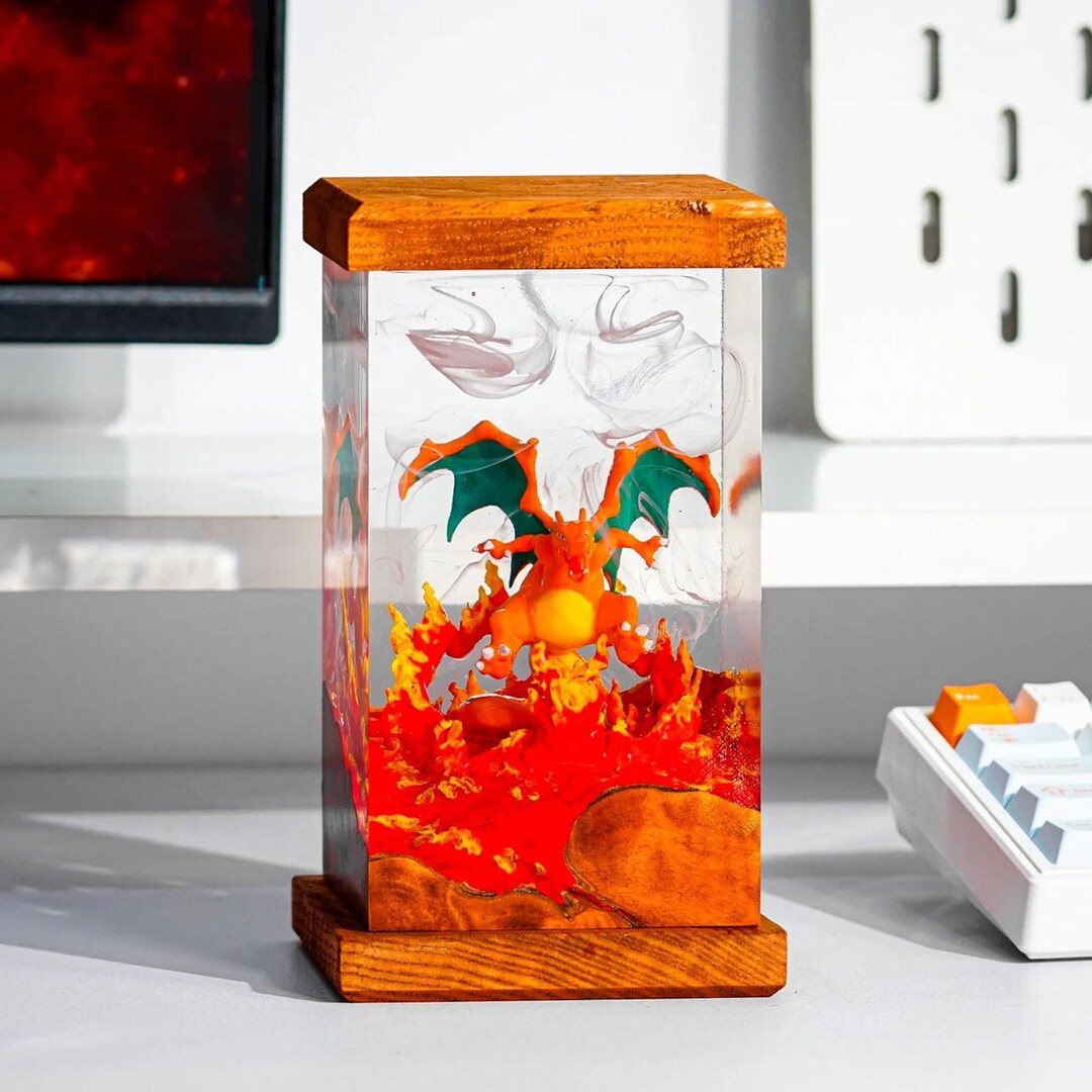 Charizard Resin Light Sculpture | Handmade Pokémon Fire Lamp | Dragon ...
